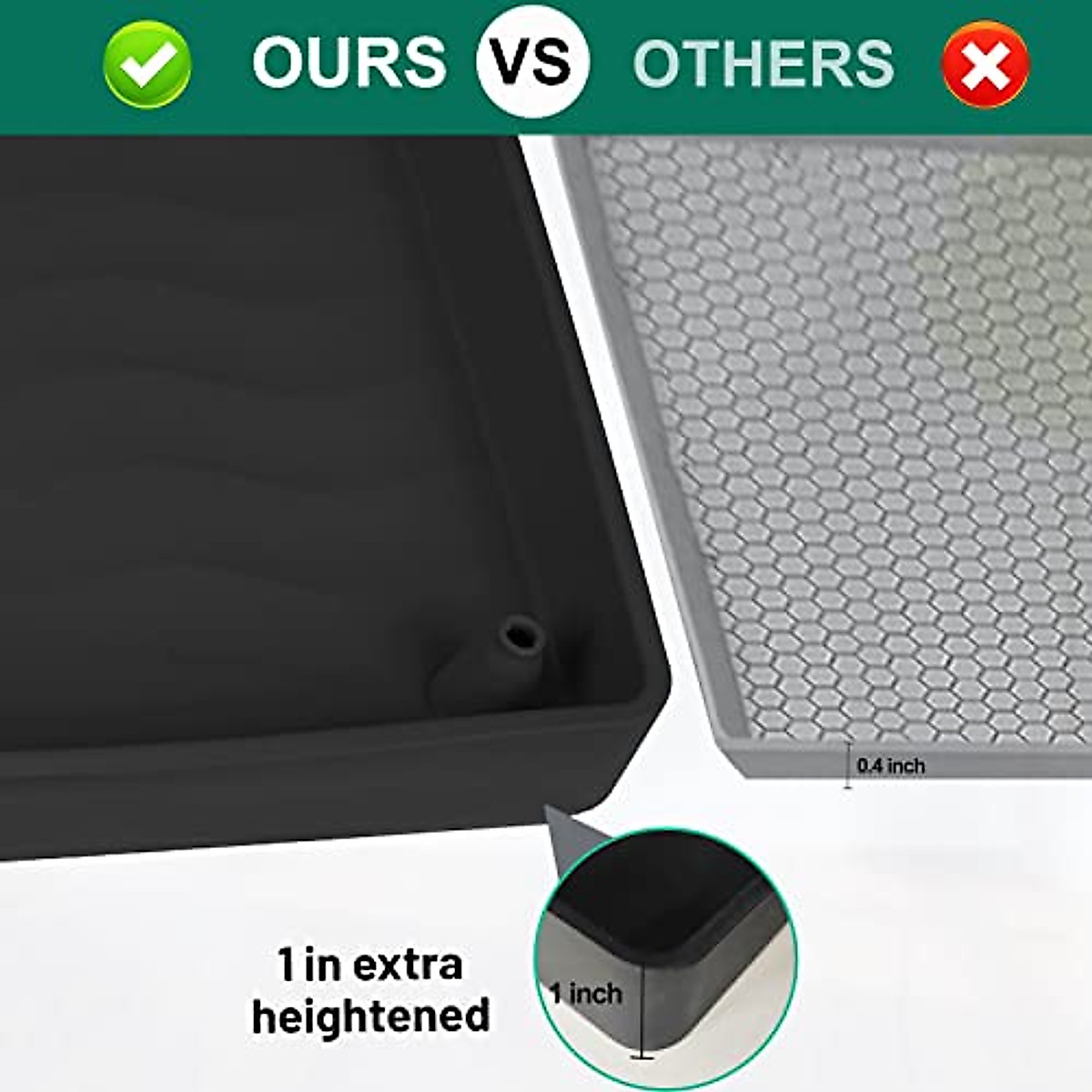 TPAPFRLY Under Sink Mat, 31'' x 22'' Thick and Firm Silicone Under Sink Liner Drip Tray with Drain Hole, Kitchen Bathroom Cabinet Mat and Protector for Drips Leaks Spills Tray