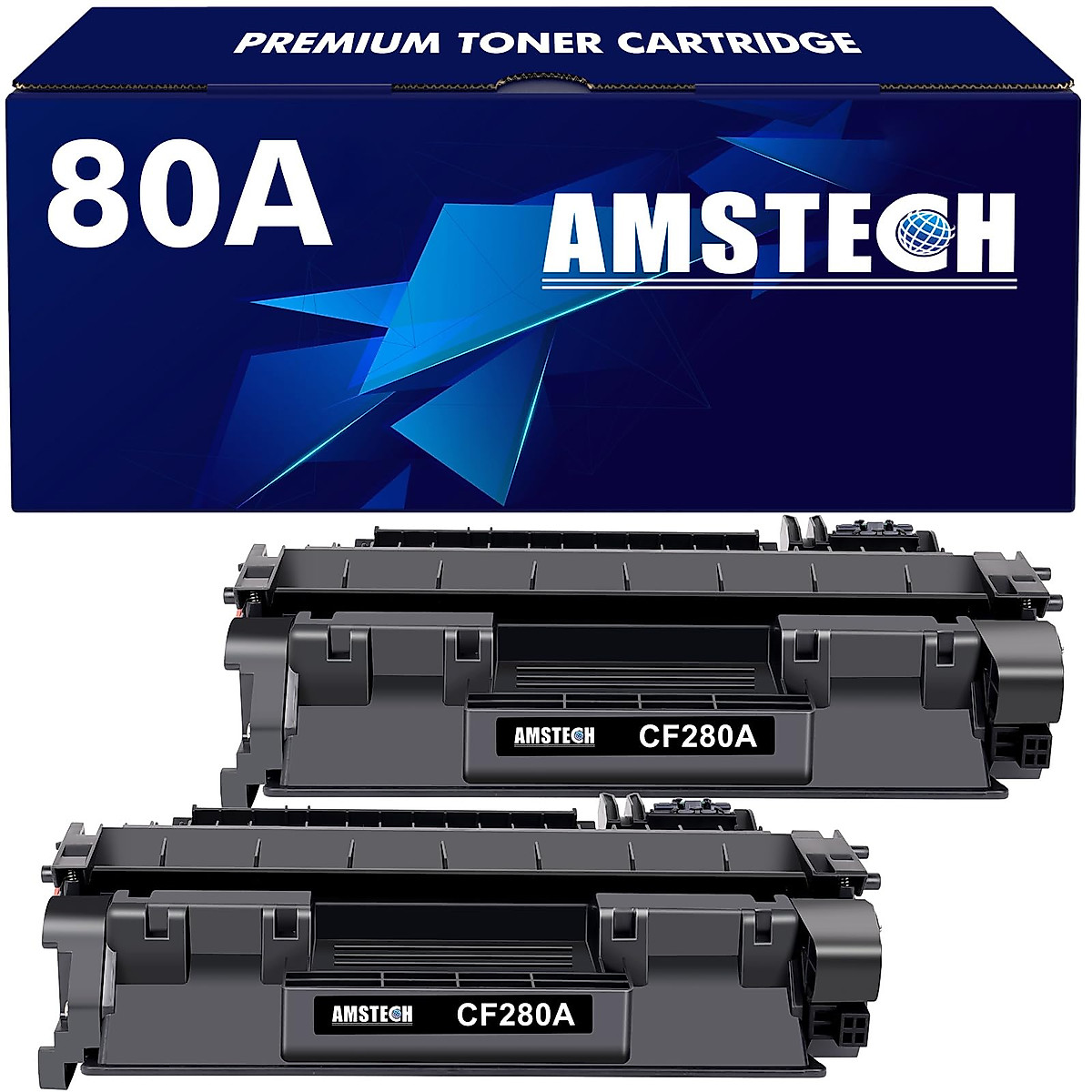 80A CF280A 2 Pack Toner Cartridge Compatible Replacement for HP 80A CF280A 80X CF280X Toner Cartridge for HP Pro 400 M401A M401D M401N M401DNE MFP M425DN Printer Black