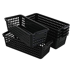 AnnkkyUS 6 Pack Small Plastic Storage Baskets, Black Desktop Baskets