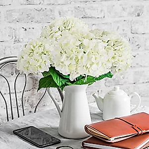 JPSOR 40pcs Artificial Hydrangea Silk Flower Heads with Stems, Fake Flowers for Mothers Day Wedding Centerpiece Home Garden Party Decoration (White)