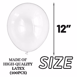 Clear Latex Balloons 12 Inch, Transparent balloons Pack of 100, Party Balloons for Baby Shower, Helium Balloons Clear for Birthday wedding-clear