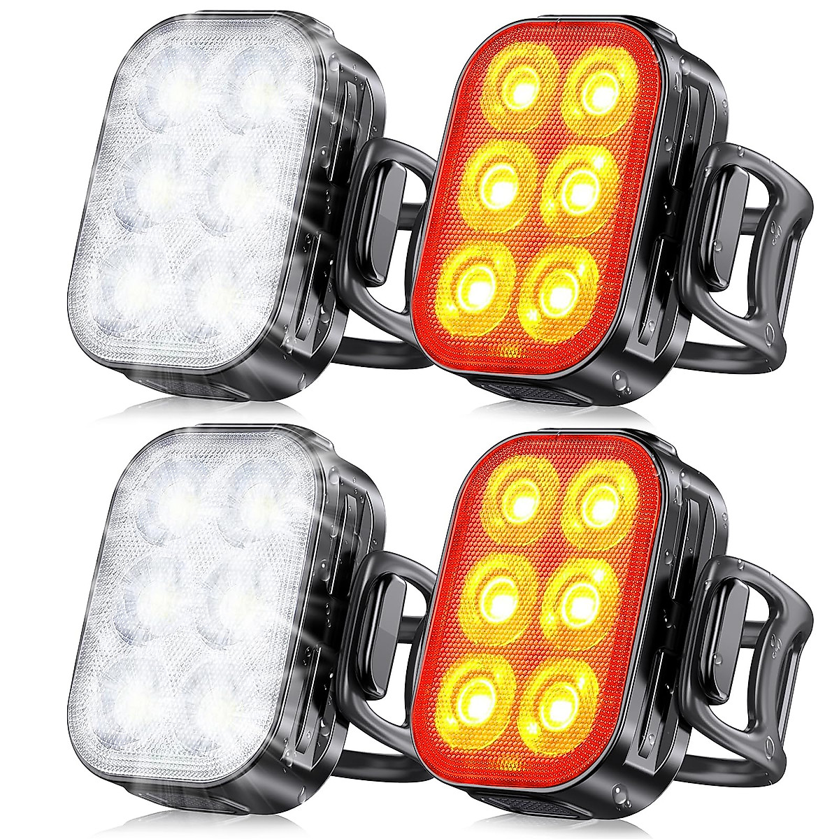 Zewdov Bike Lights for Night Riding, USB Rechargeable Bike Lights Front and Back, Waterproof IP65 Bicycle Light, 4+6 Modes Bike Headlight and Tail Light Set,1.5 Hrs Fast Charging, Easy to Install