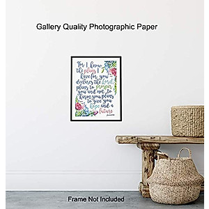 Jeremiah 29 11 Wall Art - For I Know the Plans I Have for You - Christian Inspirational Wall Decor - Religious Wall Art - Bible Verse Gifts - Catholic Wall Decor for Women - Scripture Wall Art