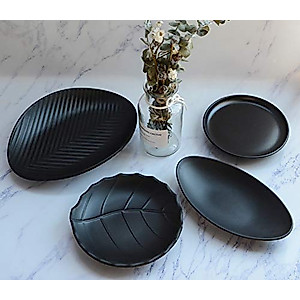D.A.L A5 Melamine Jewelry Dish Organizer, Decorative Trinket Dish,Accent Tray for Vanity,Food Safe Dishware (Black, Stripe)