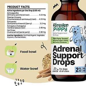 Adrenal Support for Dogs - Calming Drops for Dogs w/Liquid Ashwagandha & Schisandra Berry - Adrenal Drops for All Breeds & Sizes - Liquid Dog Vitamins and Supplements for Adrenal Health - 2 oz