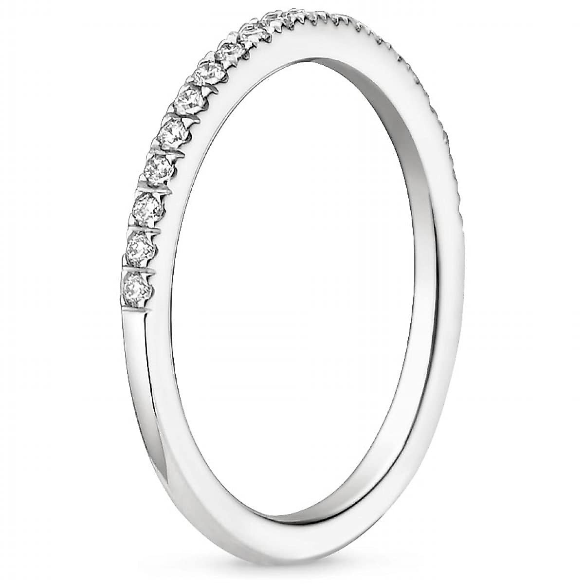 JEWELS FORUM 0.14cts Natural Diamond Classic Half Eternity Anniversary Band Ring Pave Set 10k Gold Diamond Wedding Band Rings For Women (Color-HI/Clarity-I1-2) (white-gold)