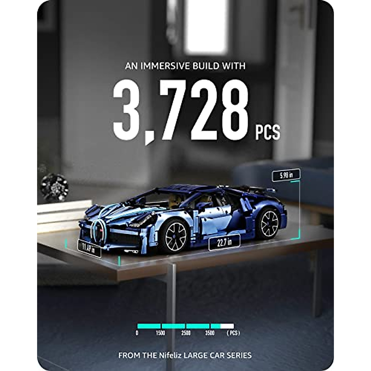 Nifeliz DIVN Race Car MOC Building Kit and Engineering Toy, Adult Collectible Sports Car Technology Building Kit, 1:8 Scale Sports Car Model for Men Teens(3728 Pcs)