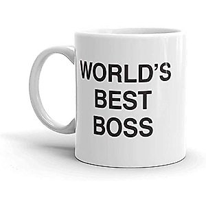 World's Best Boss Mug, The Office Mug Dunder Mifflin 11 oz Ceramic Mug Funny Unique Idea Cup Gift for Office Male Female Bosses Coworkers