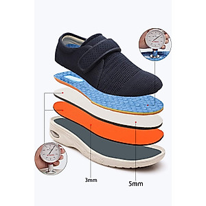 ZUMEIJIA Women's Diabetic Shoes for Women Casual Adjustable Walking Shoes Wide Shoes for Elderly Swollen Feet Non-Slip Air Cushion Bottom Fattening and Widening Blue 10