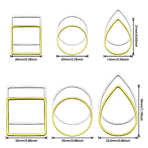 120Pcs Earring Hoop Jewelry Making 3 Shapes Earring Finding Hoop Hypoallergenic Teardrop Square Round Circle Hoop Earring Bulk Open Bezel Pendant Frame for DIY Earring Making Supplies(Gold Silver)