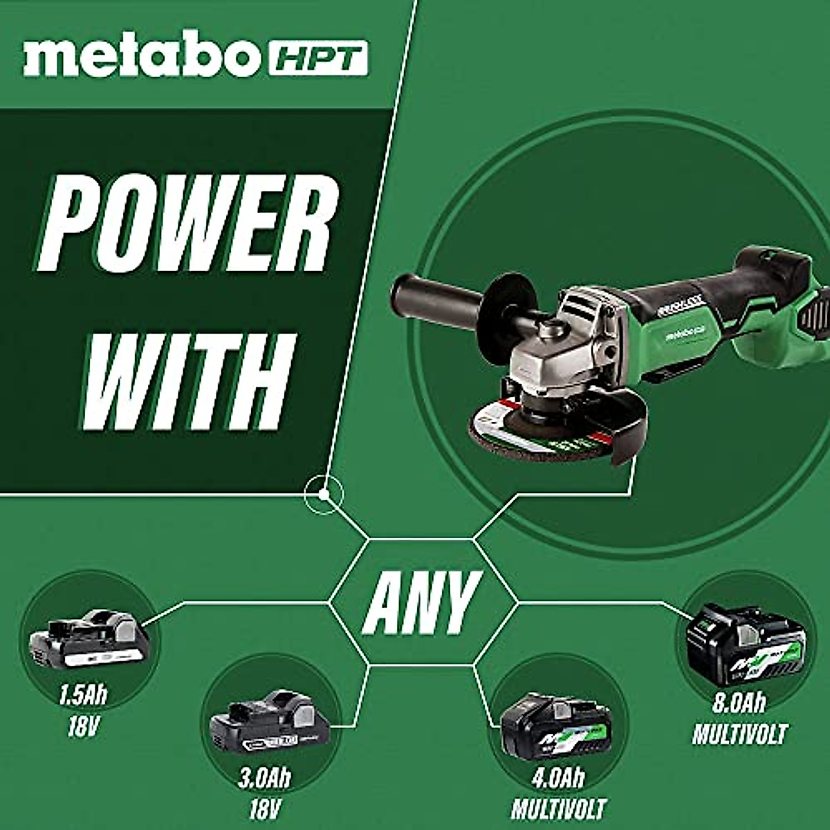 Metabo HPT 18V MultiVolt™ Cordless Angle Grinder | 4-1/2-Inch | Tool Only - No Battery | Paddle Switch | G18DBALQ4