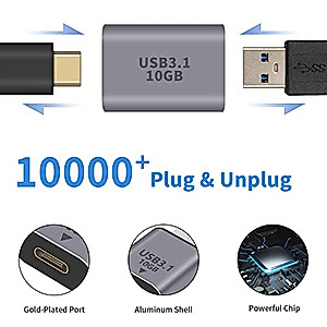Duttek USB C Female to USB Female Adapter 3.1 Gen2, USB 3.1 A to USB Type C Adapter Double-Sided 10 Gbps Support Data Sync and Charging for Laptop, PC etc 1Pack