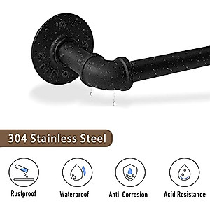 FELIDESIGN Outdoor Curtain Rod, 1 Inch Industrial Curtain Rod, Stainless Steel Curtain Rods, Black Curtain Rod, Curtain Rods for Windows 28 to 48, Rust Resistant for Indoor/Outdoor Use