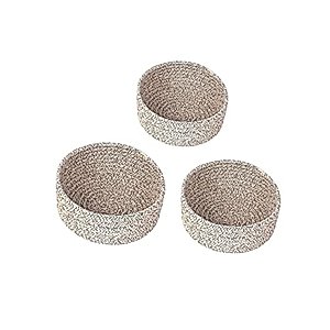 Operitacx 3pcs Woven Storage Basket Snacks Containers for Kids Baskets for Kids Desk Top Decor Decorative Basket Cloth Storage Baskets Cotton Nursery Hamper Cosmetic Storage Basket Shelf