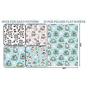 Sikiweiter Cow Print Wrapping Paper - Farmer Wrapping Paper, 12 Sheets Cute Cow Wrapping Paper for Birthday Baby Shower Christmas, 19.7 x 27.6 Inches Per Sheet