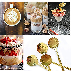 Stainless Steel Flower Coffee Spoon Set, LEIHEFA 8 Pcs Creative Tea Spoon,Stirring Spoon, Ice Tea Spoon for Tea, Cake, Sugar, Dessert Ice Cream Spoon (Gold)