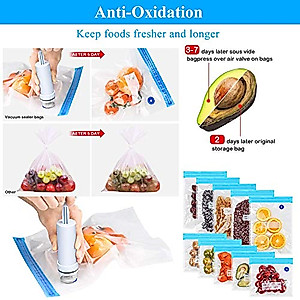 ZEROLISM Sous Vide Bags 50 Vacuum Sealer Reusable BPA Free Food Bags 4 Sizes Vacuum Zipper Bags 4 sealing clips 5 sous vide bag clips Joule Cookers Anova Food Storage Preservation