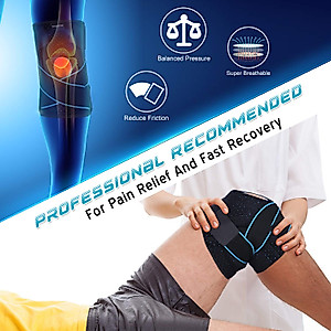 Knee Brace with Side Stabilizers-Patella Knee Brace for Meniscus Tear, Arthritis, Knee Pain-Neoprene Knee Support Wrap for Sports, Weightlifting, Workout, Fitness, Running-Men or Women-Medium