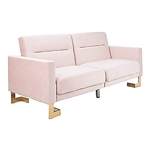 Safavieh Home Tribeca Glam Blush Velvet and Brass Foldable Sofa Bed