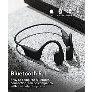 Bone Conduction Headphones Wireless Open Ear Headphones Bluetooth Earbuds with IP67 Waterproof Workout Headphones Built-in Mic Sport Air Conduction Headphones for Running Cycling (Black)