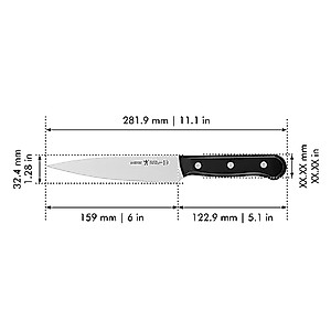 HENCKELS Solution Razor-Sharp 6-inch Utility Knife, Tomato Knife, German Engineered Informed by 100+ Years of Mastery, Black/Stainless Steel