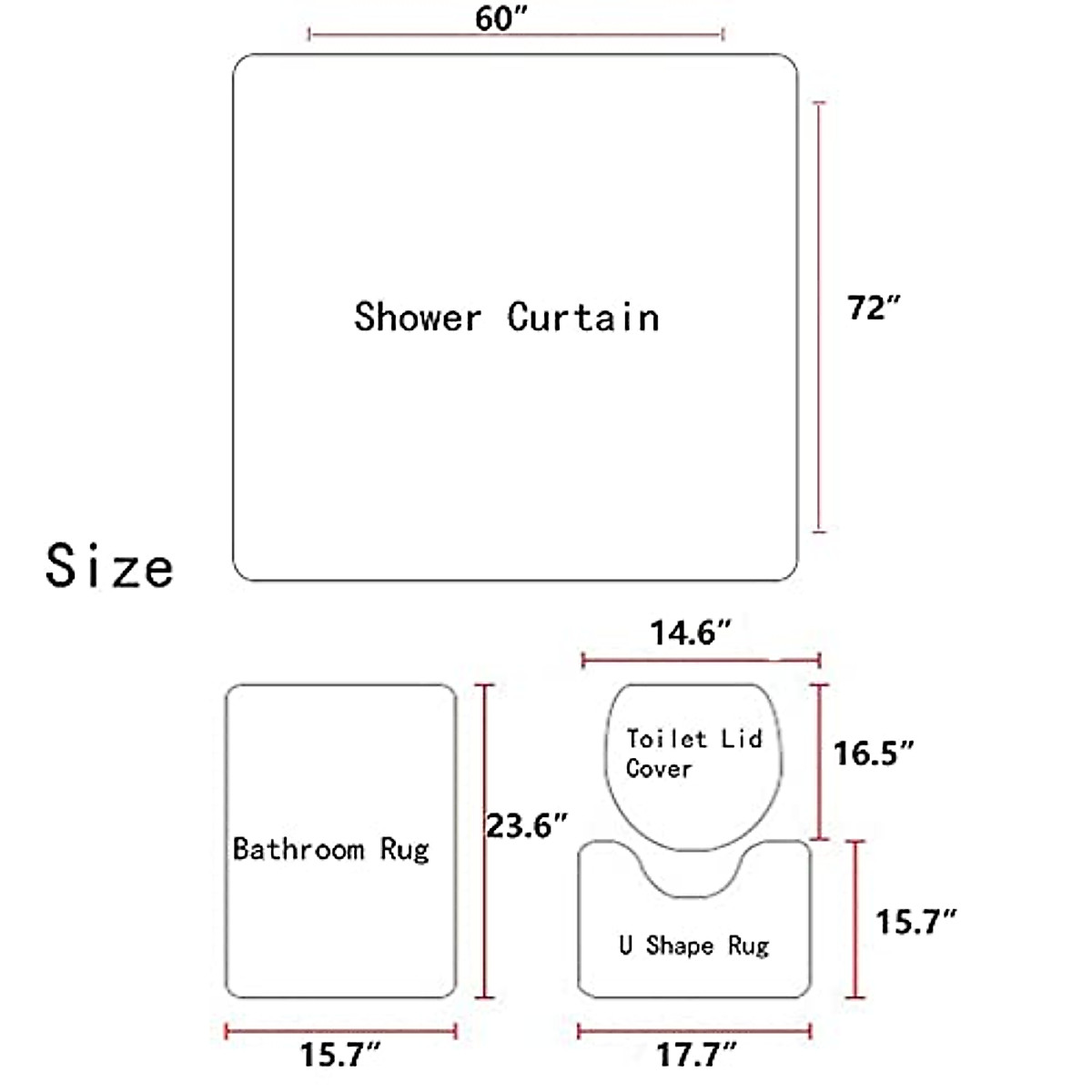 AAtter 4 Piece Pink and Grey Shower Curtain Set Inspirational Quotes Girls Kids Motivational Women 60Wx72L Curtains Decor with Non-Slip Rugs, Toilet Lid Cover and Bath Mat Bathroom Accessories, Rustic