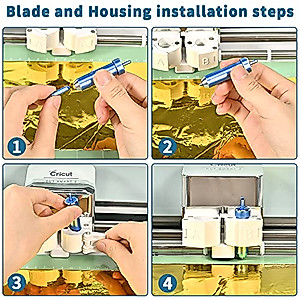 Foil Transfer Kit for Cricut Explore Air 2/Explore Air 3, 3 in 1 Foil Transfer Tool Housing and Blades for Cricut Maker/Maker 3, Including Fine, Medium and Bold Blades and Housing