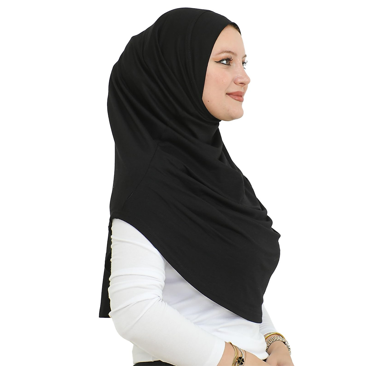 Prien Ready To Wear Hijab For Women, Instant Turban, Soft Muslim Scarf For Prayer, Long Hijabs, Islamic Clothes, Jersey Abaya (Black)