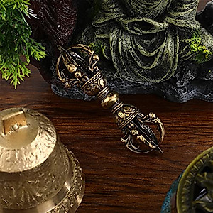 Homoyoyo Buddhist Dorje Vajra Pestle Brass Craft Ornament Retro Antique Buddha Pendant Charms for DIY Keychain Car Decor Buddhism Supplies