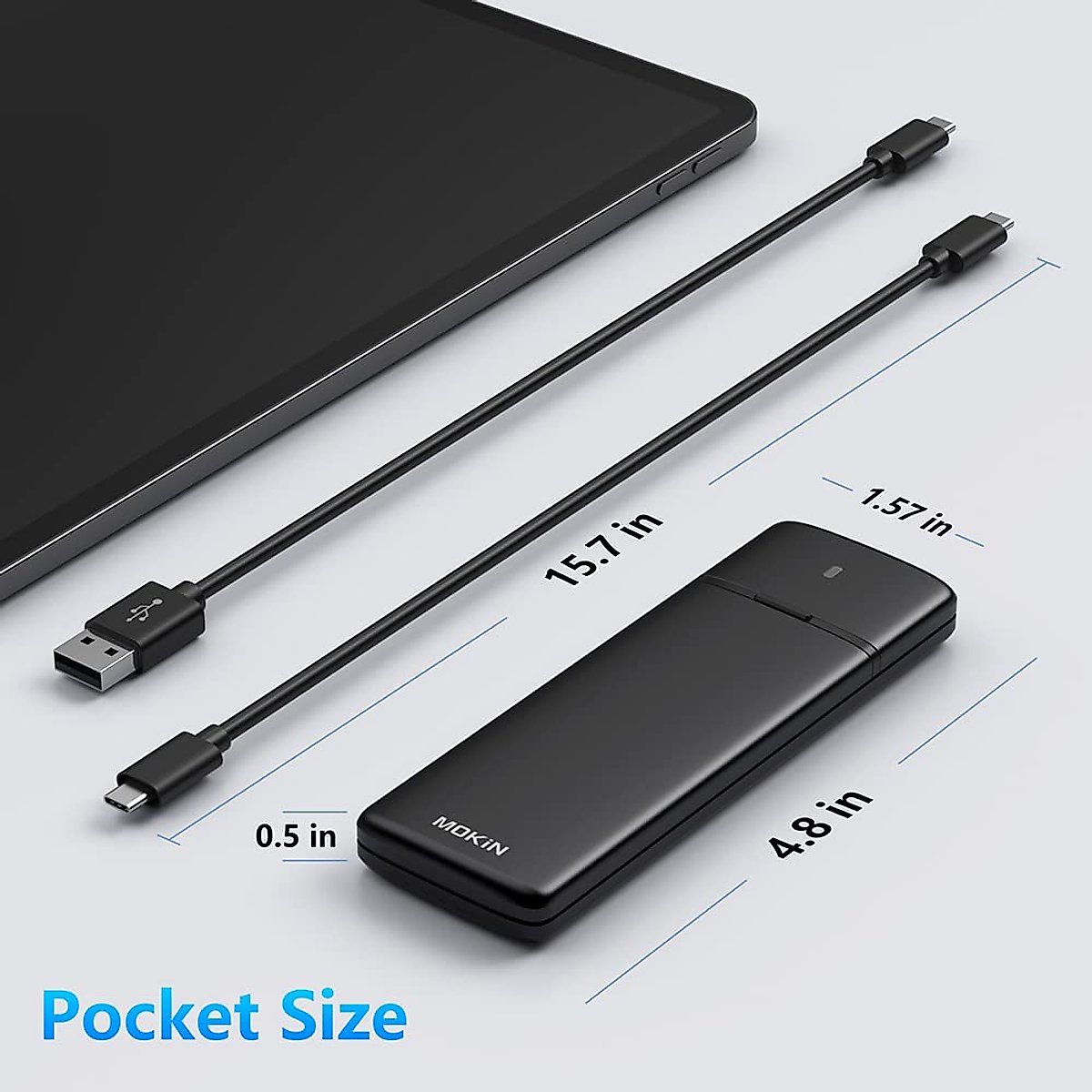 MOKiN M.2 NVMe SATA SSD Enclosure Reader Tool-Free, NVMe to USB 3.2 Gen 2 10Gbps NVMe PCIe and 6Gbps SATA, External Enclosure Thunderbolt Support UASP Trim for SSD Size 2230/2242/2260/2280