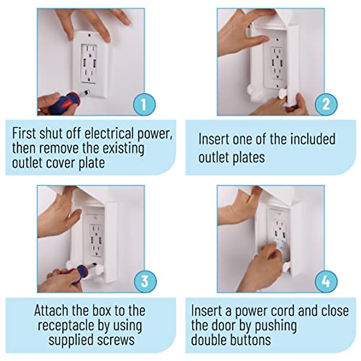Bates - Baby Safety Outlet Cover Box, Outlet Covers Baby Proofing, Plug Covers for Electrical Outlets, Baby Proof Outlet Covers, Socket Covers for Outlets, Child Proof Outlet Cover, Outlet Box Cover