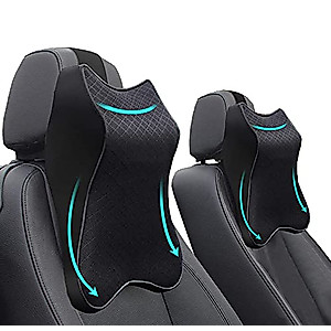SEAHOME Car Seat Headrest Neck Rest Cushion - Ergonomic Car Neck Pillow Durable 100% Pure Memory Foam Carseat Neck Support - Comfty Car Seat Back Pillows for Neck/Back Pain Relief (Black 2pcs)
