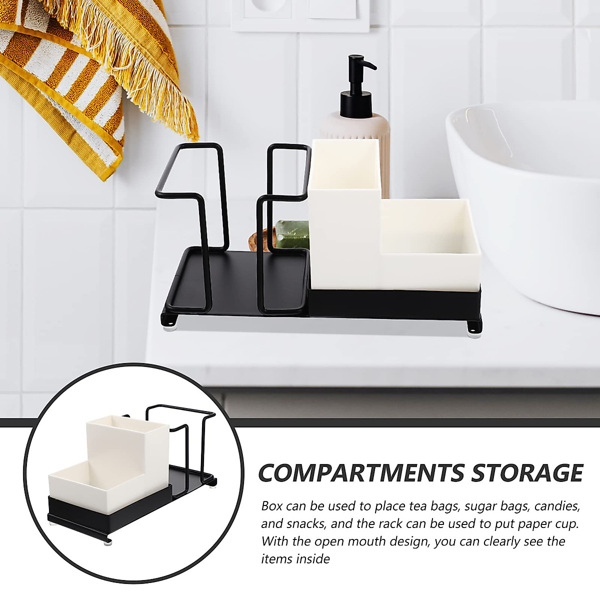 Makeup Organizer Storage Holder Coffee Station Supplies Coffee Organizer Cotton Swab Container Coffee Cup Organizer Paper Cup Holder Countertop Organizer Paper Cup Organizer