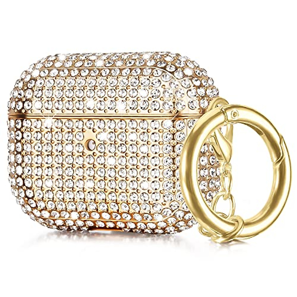 Case for AirPods Pro 1st Generation, Filoto Bling Crystal PC AirPod Pro Case Cover for Women Girls, Cute Air Pod Pro Protective Accessories with Lobster Clasp Keychain (Gold)