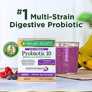 Nature's Bounty Ultra Strength Probiotic 10 Twin Pack, Immune and Upper Respiratory Health, 30 Count (Pack of 2)