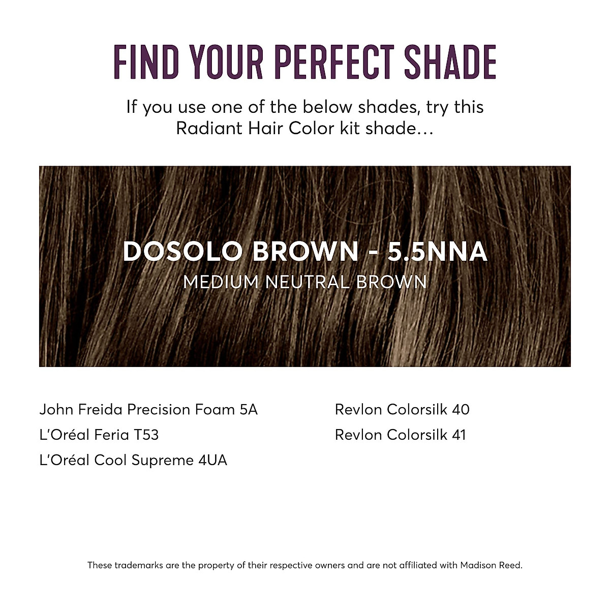 Madison Reed Radiant Hair Color Kit, Medium Neutral Brown for 100% Gray Coverage of Resistant Gray Hair, Ammonia-Free, 5.5NNA Dosolo Brown, Permanent Hair Dye, Pack of 1