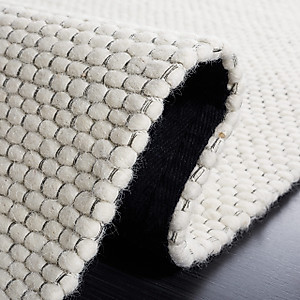 SAFAVIEH Natura Collection Area Rug - 8' x 10', Ivory, Handmade Solid Wool, Ideal for High Traffic Areas in Living Room, Bedroom (NAT801A)