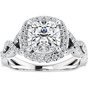 Moissanite World Twisted Infinity Moissanite Ring, Cushion 2.0CT, Moissanite Engagement Ring/Moissanite Wedding Ring/Moissanite Bridal Ring Set, 925 Sterling Silver (7)