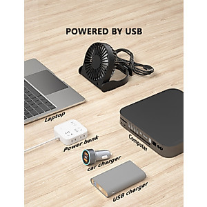 GRANDFAST Small Desk Fan, 3 Speeds Silent Travel Fan, Portable mini Desktop Fan, 180° Foldable Table Fan, USB Powered Cooling Fan for Bedroom Home Office Outdoor Trip