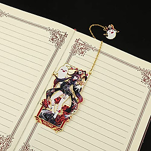 Genshin Impact Figure Metal Bookmark, Hot Adventure Game Venti, Yun Jin, Tartaglia, Zhongli Bookmark with Chain, Anime Gift for Women Fans Teacher Kids Book Lovers (Hutao)