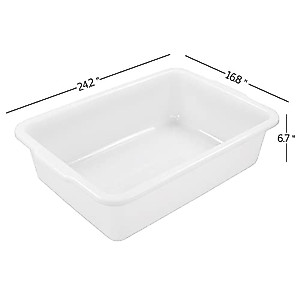 Afromy 4 Packs 35 L Large Bus Tub, Plastic Commercial Utility Bus Boxes Set, White