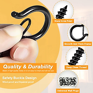 msiori 20 PCS Q-Hanger, Screw Hooks for Outdoor String Lights - Outdoor Hooks with Safety Buckle, Easy Release - Screw Hooks for Hanging Patio Lights, Christmas Lights & Plants