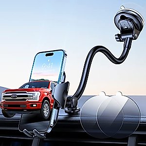 VICSEED Universal Phone Mount for Car [Strong Suction] [Flexible Durable Long Arm] Gooseneck Car Phone Holder Mount Windshield Dashboard 360 Rotation Cell Phone Holder Car for All Mobiles & Cases