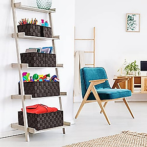 Woven Storage Baskets, Storage Bins Cube Basket Container Shelf Baskets Storage Boxes Organizers for Clothes/Dresser/Bathroom/Shelves/Towels, Set of 6 (brown)