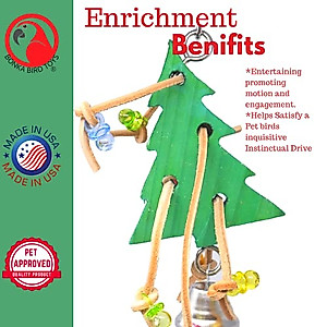 Bonka Bird Toys Christmas Tree Small Large Bird Toy Festive Season Holiday Treat Xmas Santa for Cockatiels, Parakeets, Conures, African Greys, and Similar.