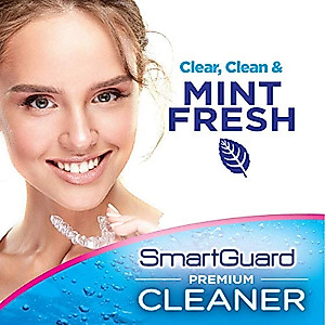 SmartGuard Premium Cleaner Crystals & Cleaning Case -(110 Cleanings)- Removes Stain, Plaque, & Bad Odor from Clear Braces, Dentures, Night Guards, Mouth Guard, & Retainers.