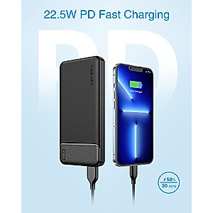 AsperX 2 Packs 22.5W Power Bank Fast Charging, 10000mAh USB C Portable Charger Power Bank (Black+Red)