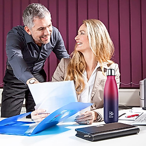 BOGI Insulated Water Bottle, 17oz Stainless Steel Water Bottles, Leak Proof Sports Metal Water Bottles Keep Cold for 24 Hours and Hot for 12 Hours BPA Free kids water bottle for School (Blue DBlue)