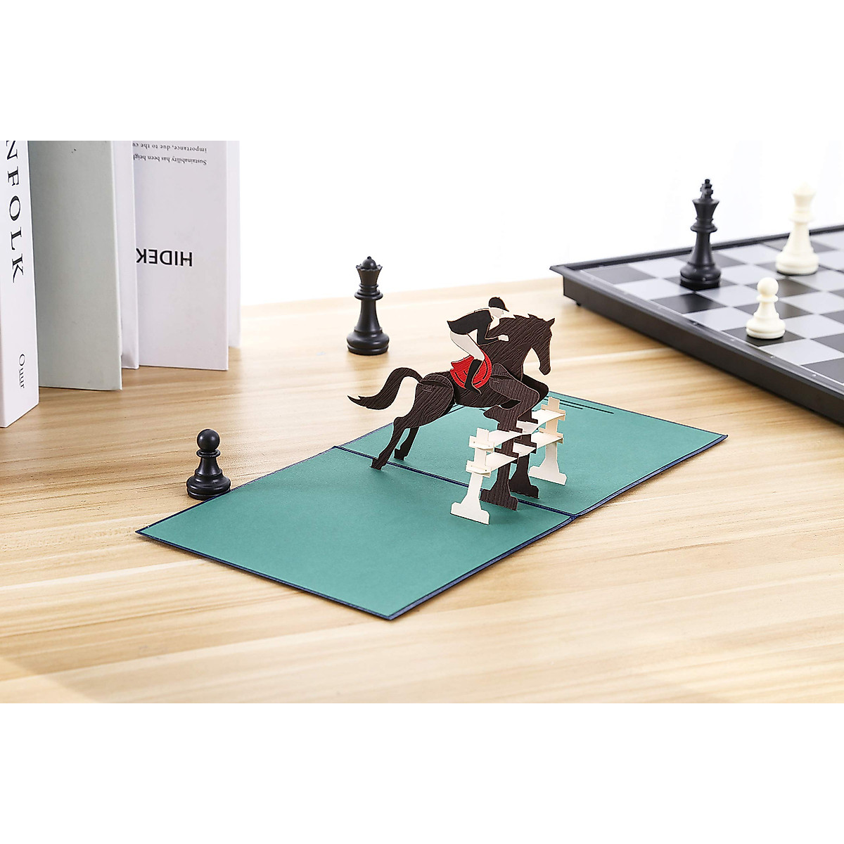 Liif Jumping Horse Equestrian 3D Greeting Pop Up Card, Happy Birthday, Congratulations, Graduation, Good Luck, Sports, Equestrian, Horse Lover