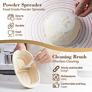 17 Pieces Banneton Bread Proofing Basket Set - 9 inch Round and 10 inch Oval Sourdough Bread Proofing Baskets - A Complete Bread Making Kit, Danish Whisk, Bowl Scraper, Dough Scraper, & Bread Lame